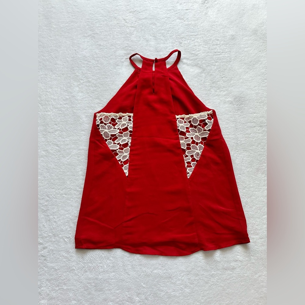 Naked Zebra Red Tank With Lace Detailing - Gem